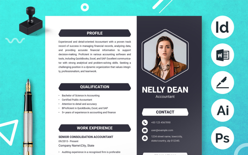 Modern Resume Template CV Design #439642 - TemplateMonster