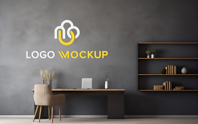 Gray wall logo mockup psd template v1 - TemplateMonster