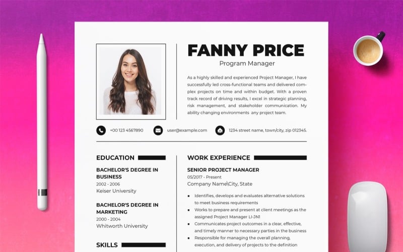 Simple Clean Resume And CV Template Design - TemplateMonster
