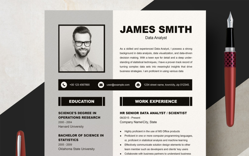 Simple Minimalist Resume Template Layout - TemplateMonster