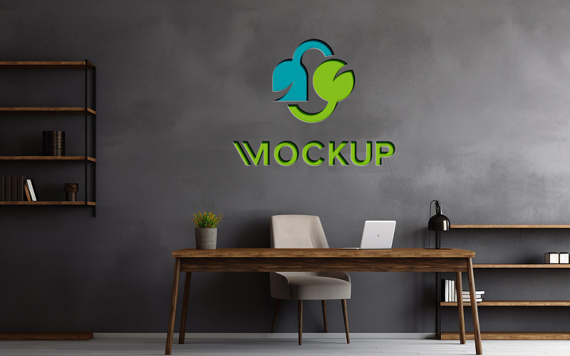 Wall logo mockup indoor psd #439866 - TemplateMonster