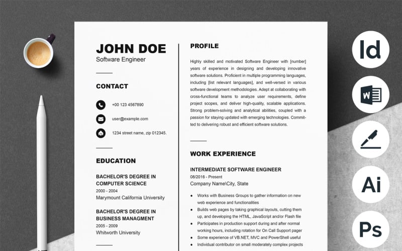 Clean And Minimal Resume Template Design - TemplateMonster