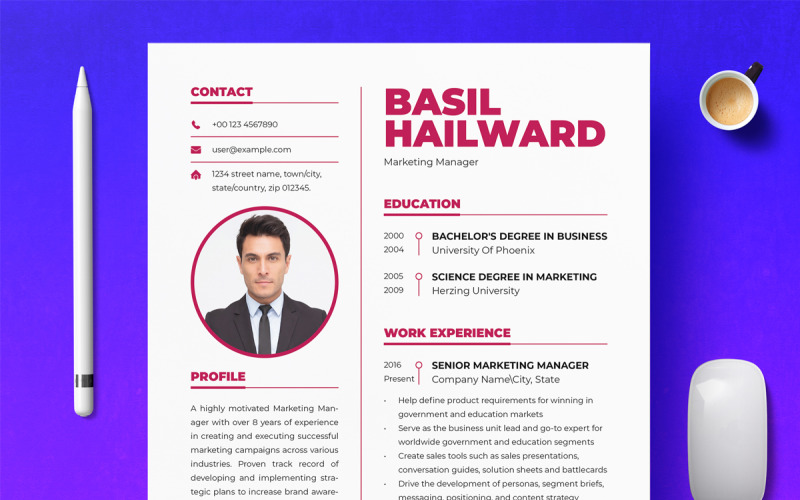 Modern CV Resume Template #439944 - TemplateMonster