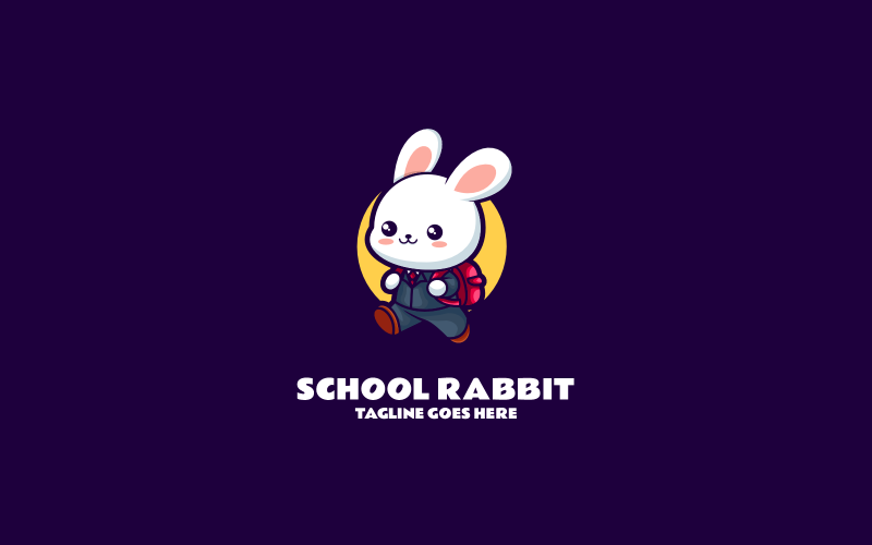 School Rabbit Mascot Cartoon Logo #439934 - TemplateMonster
