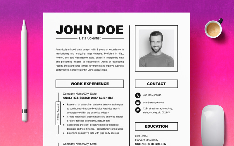 Simple And Stylish Clean Resume Layout - TemplateMonster