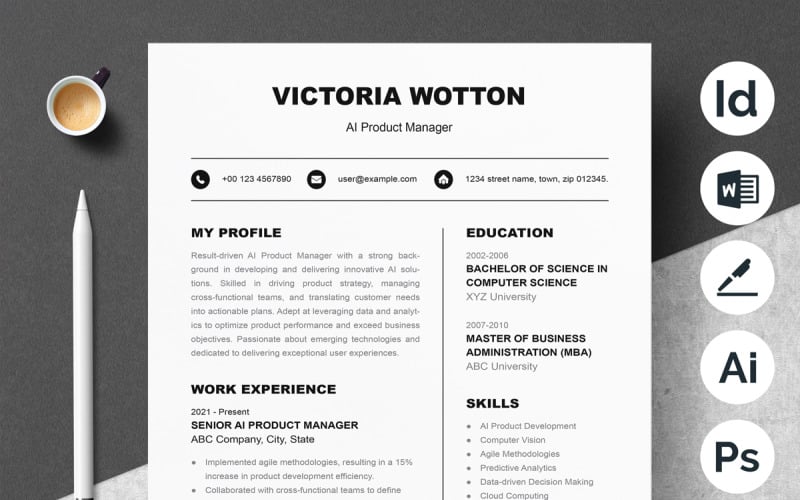Clean Minimalist CV Template #440058 - TemplateMonster