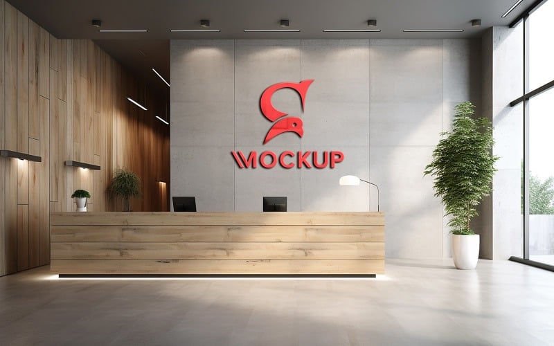 Counter indoor wall logo mockup #440020 - TemplateMonster