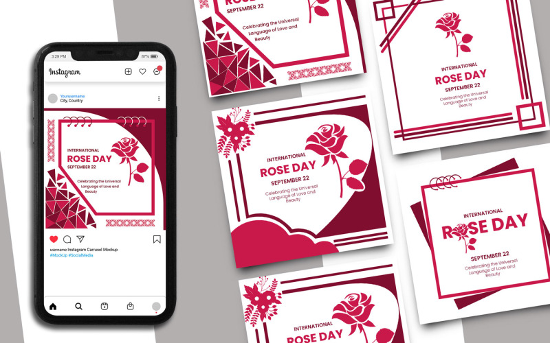 Rose Day Instagram Post Template #440054 - TemplateMonster
