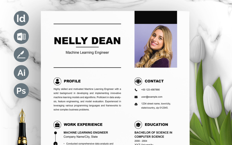 Clean And Modern Resume Template Design - TemplateMonster
