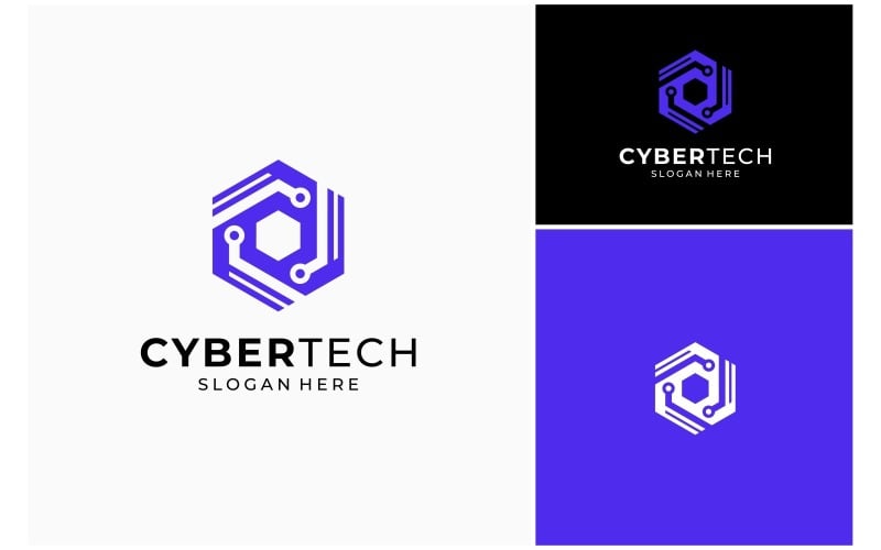 Cyber Security Hexagon Tech Logo #440372 - TemplateMonster