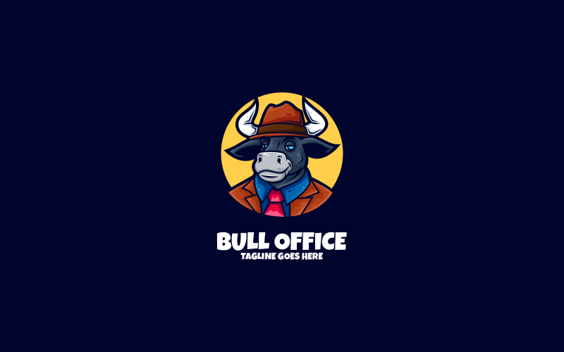 Logotipo de desenho animado do mascote do Bull Office