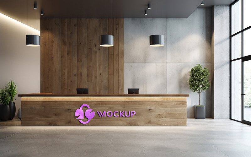 Hotel counter logo mockup design psd - TemplateMonster