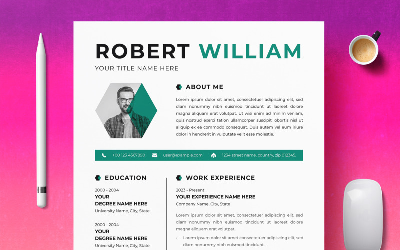 Elegant Resume CV Template Design #441187 - TemplateMonster