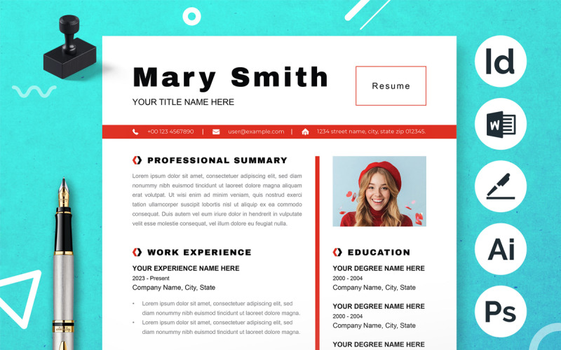 Modern Minimalist Resume Template Design - TemplateMonster