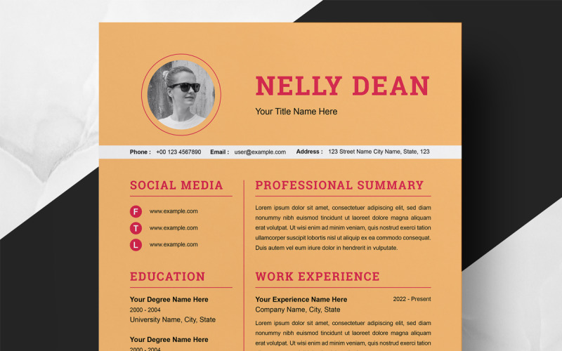 Modern Professional CV Template #441179 - TemplateMonster