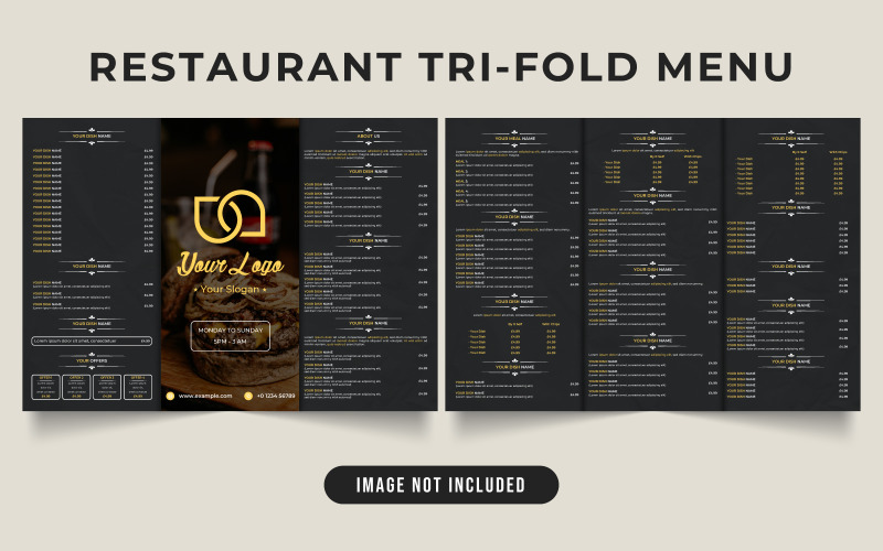 Diseño de menú tríptico para restaurante - TemplateMonster