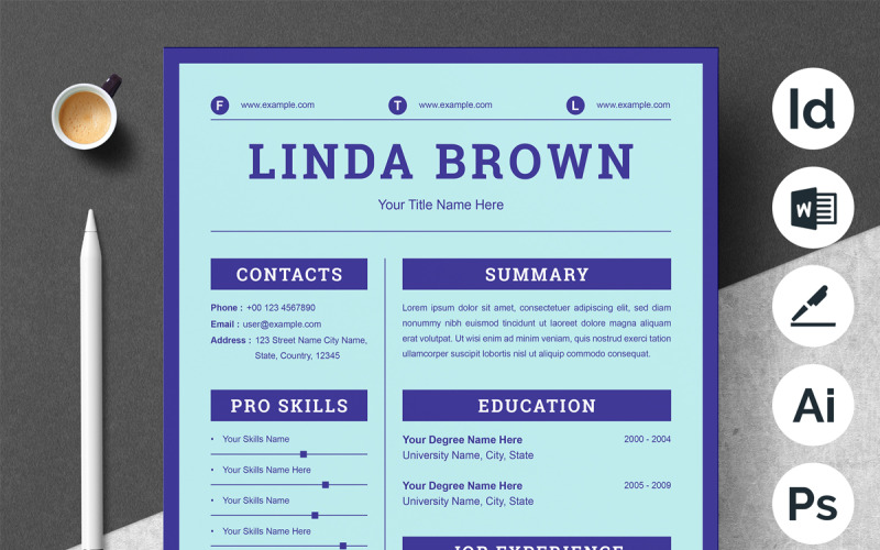 Modern Resume with a Simple Design #441331 - TemplateMonster