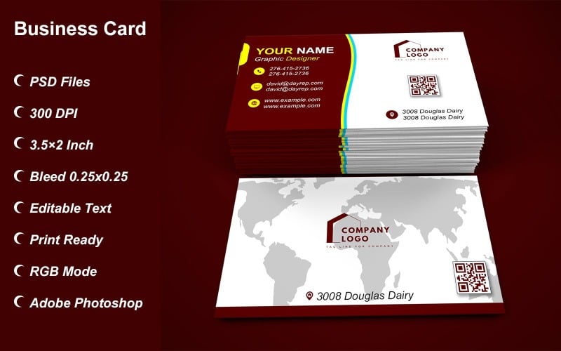 Visiting Card - Business Card - E-card Template with Customizable ...