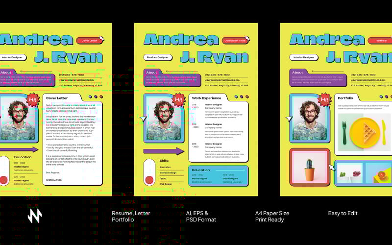 Creative Y2k CV Resume Pack #352411 - TemplateMonster