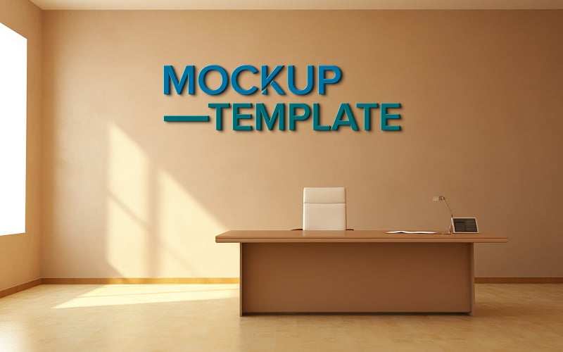 Realistic manager room wall mockup psd - TemplateMonster