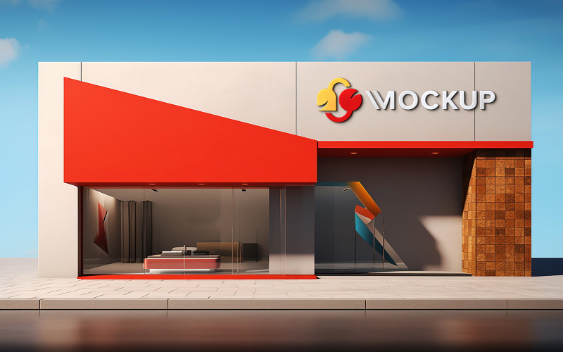 Building facade sign logo mockup #441517 - TemplateMonster