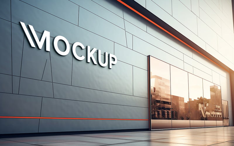 Building front sign mockup psd #441748 - TemplateMonster