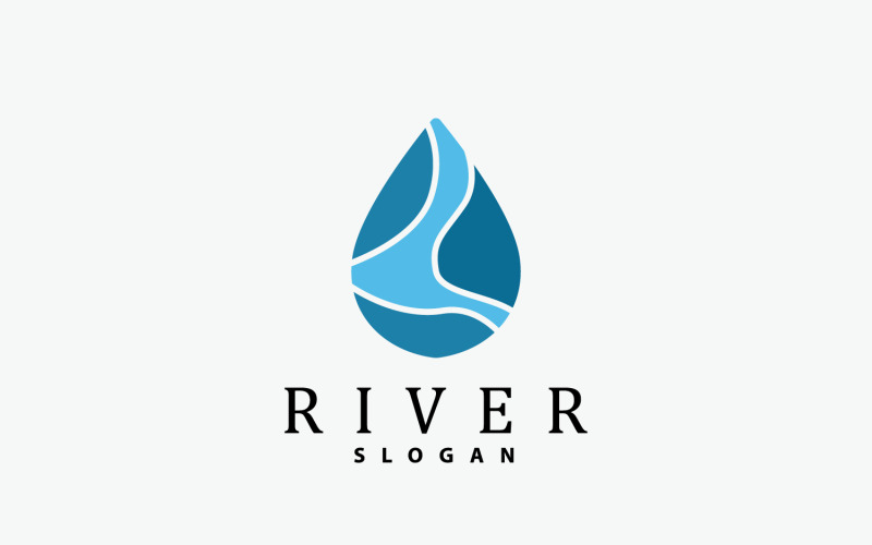 Conception de logo de rivière Ruisseau de rivière Nature V25