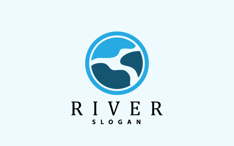 Conception de logo de rivière Ruisseau de rivière Nature V5