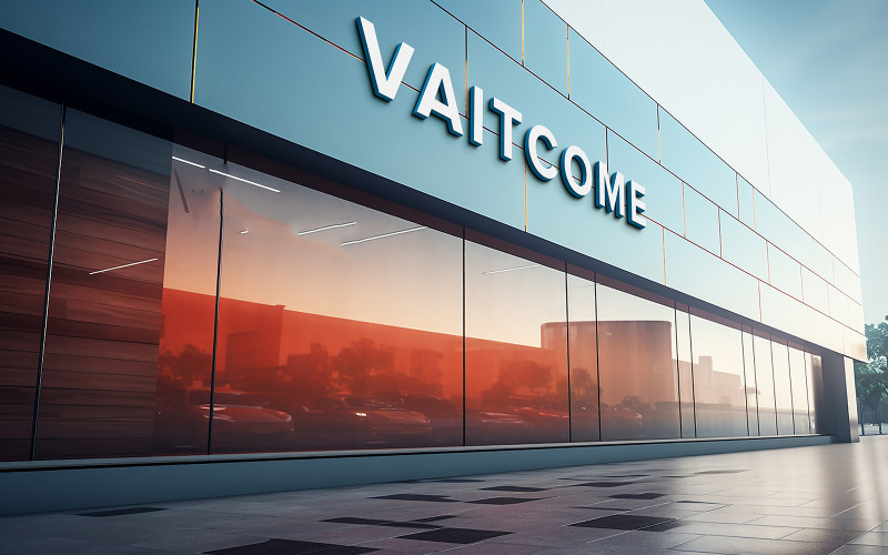 3d building facade sign mockup #442408 - TemplateMonster