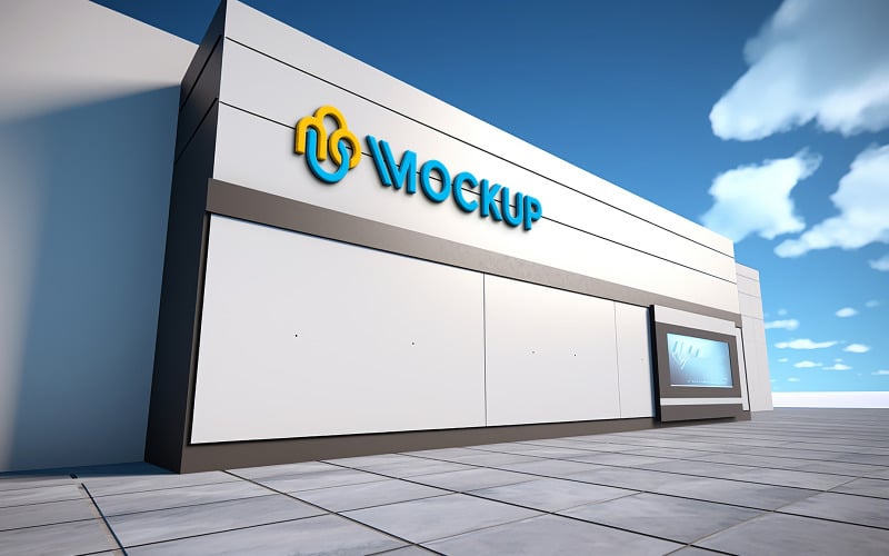 Realistic building sign mockup psd #442415 - TemplateMonster