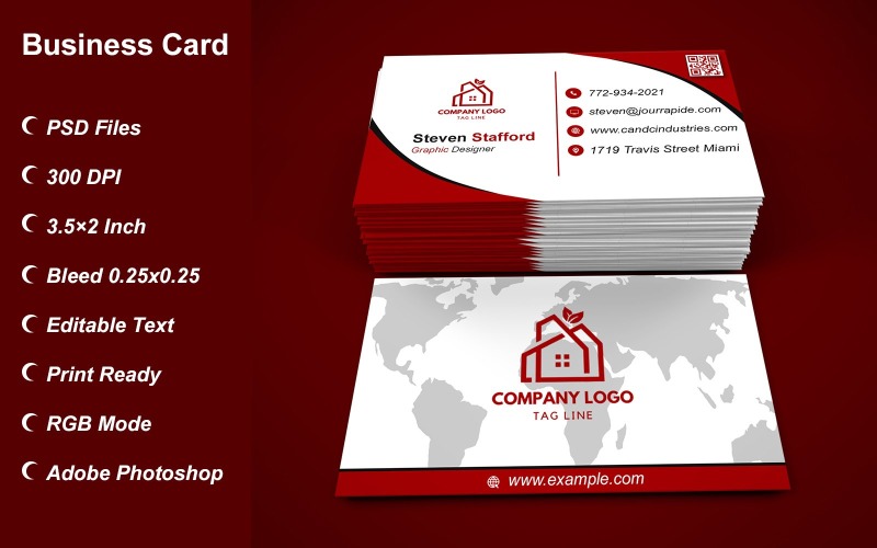 Visiting Card - Business Card - E-card Template with Customizable ...
