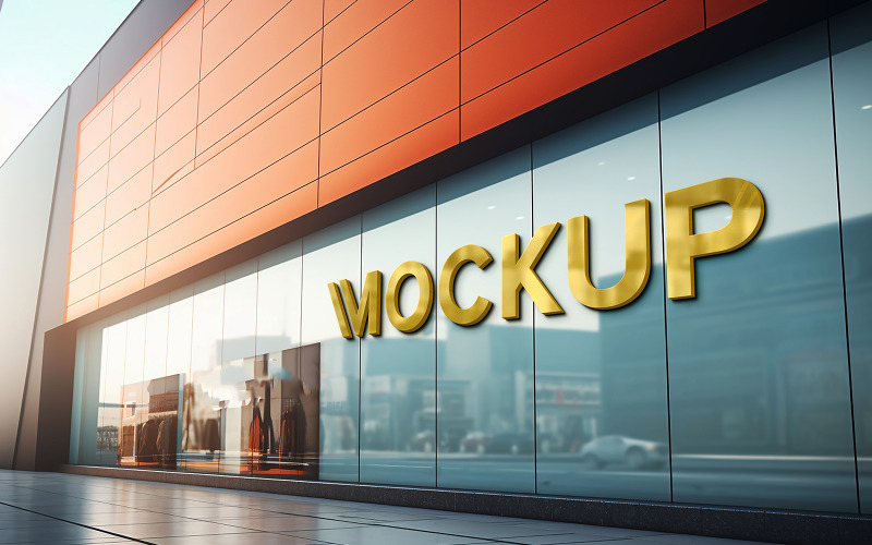 3D Store Front mockup on the building - TemplateMonster