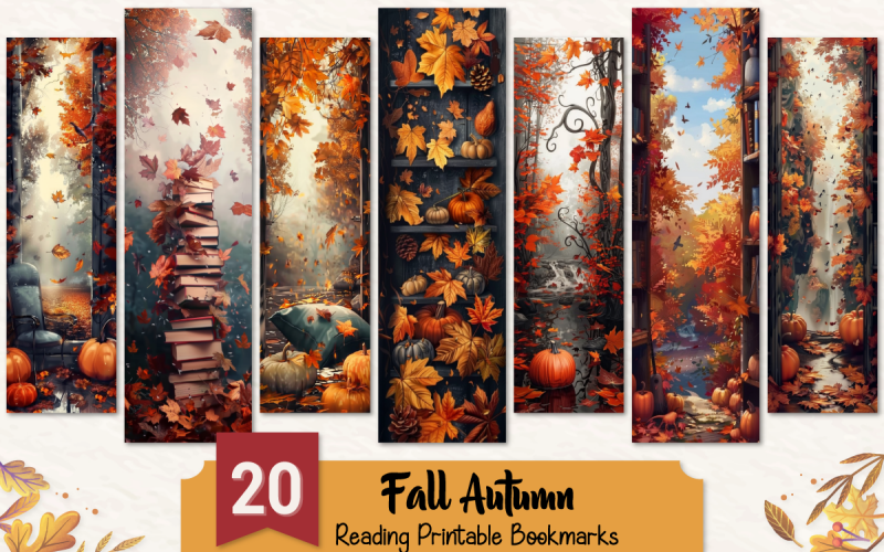 Fall Autumn Reading Printable Bookmarks - TemplateMonster