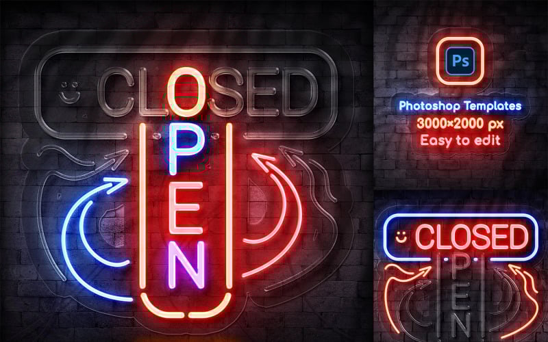 Neon On Off Switch Light – Photoshop Template