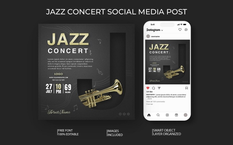 Piano Concert Social Media Template Light - TemplateMonster