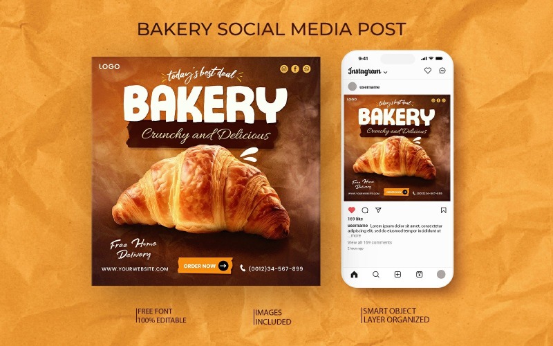 Bakery Social Media Post template #443301 - TemplateMonster