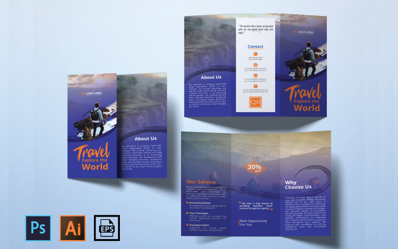 Travel Trifold Brochure Template Design - TemplateMonster
