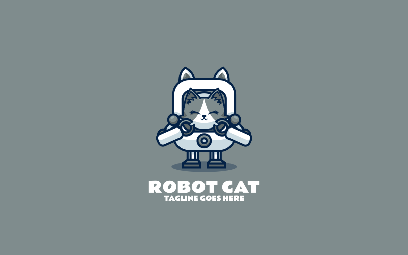 Robot Cat Mascot Cartoon Logo #444256 - TemplateMonster