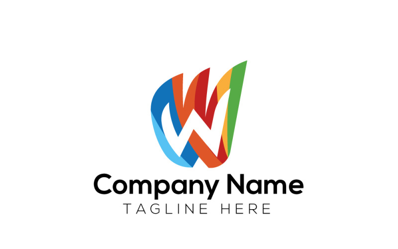 Plantilla de diseño de logotipo con letra W creativa y moderna