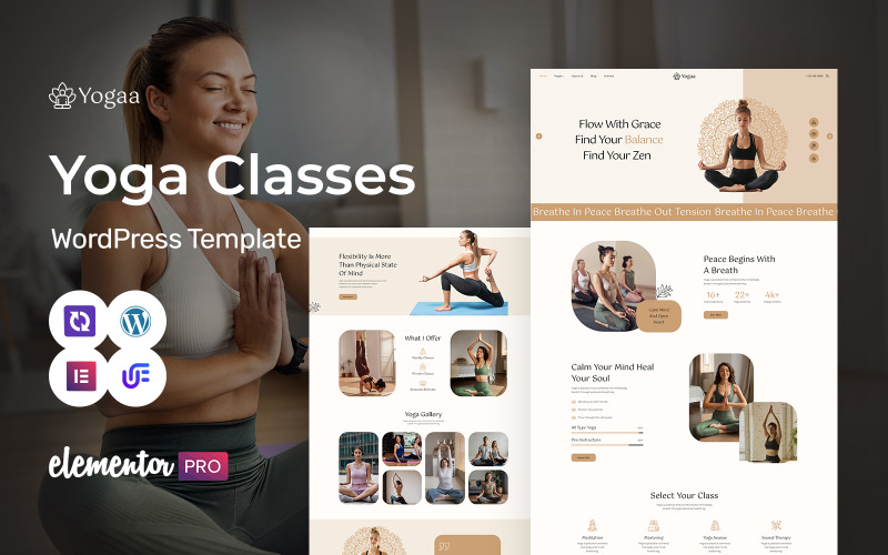 Yogaa - Tema Elementor de WordPress para estudio de meditación, yoga y bienestar