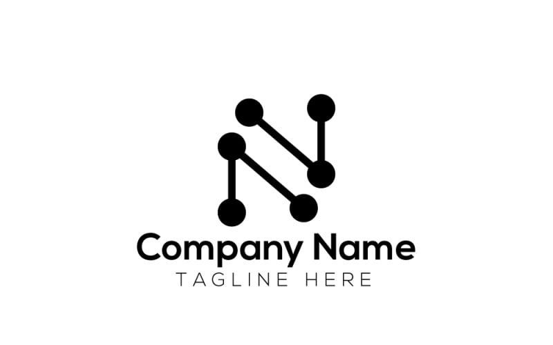 Digital N Logo Design Template #446595 - TemplateMonster