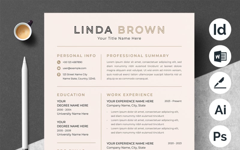 Simple / Elegant CV Design #446523 - TemplateMonster