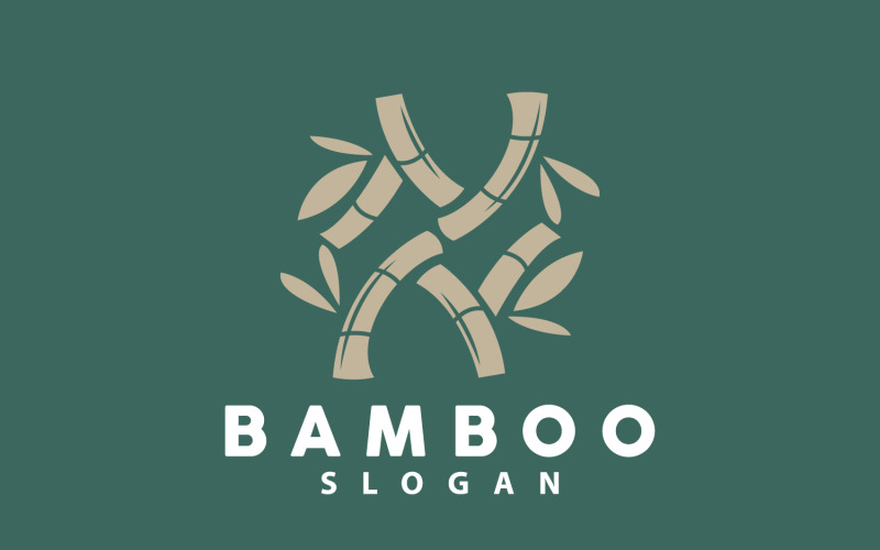 Bamboo Logo Green Plant Vector Simple V15 - TemplateMonster