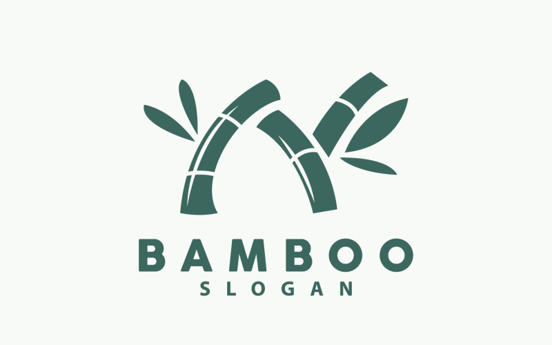 Bamboo Logo Green Plant Vector Simple V7 - TemplateMonster