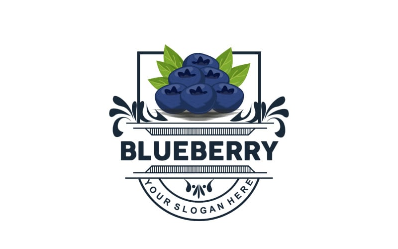 Blueberry Logo Garden Farm Fresh Fruit V1 - TemplateMonster
