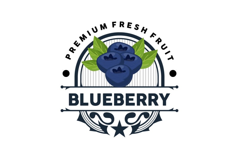 Blueberry Logo Garden Farm Fresh Fruit V4 - TemplateMonster