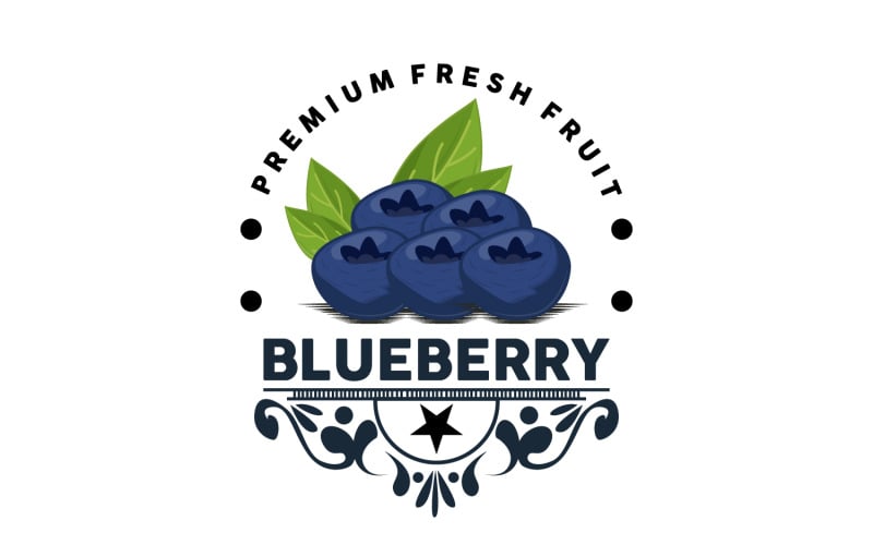 Blueberry Logo Garden Farm Fresh Fruit V5 - TemplateMonster