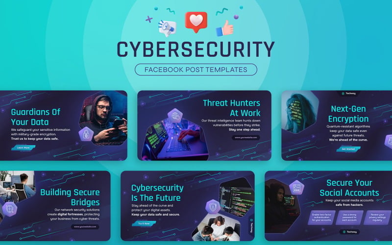 Cybersecurity Facebook Banner Templates - TemplateMonster