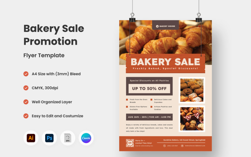 Bakery Sale Promotion Flyer Template V1 - TemplateMonster