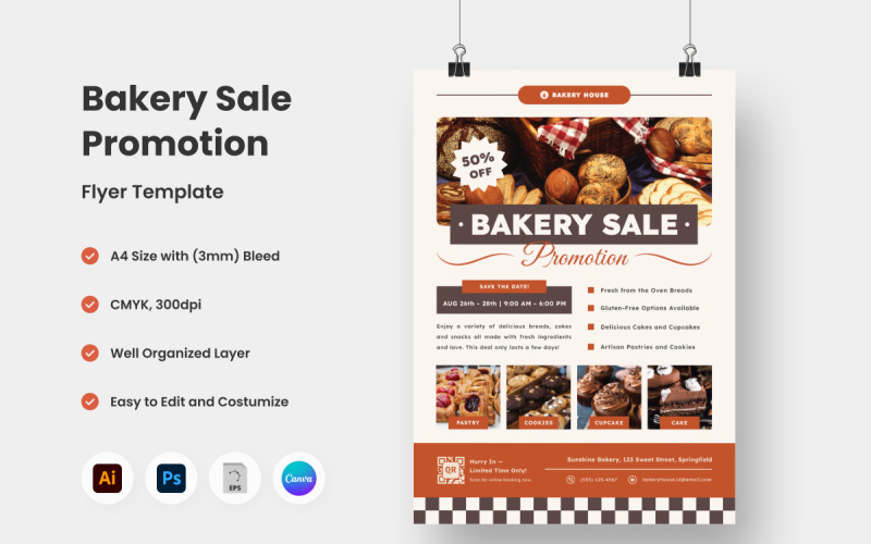 Bakery Sale Promotion Flyer Template V3 - TemplateMonster